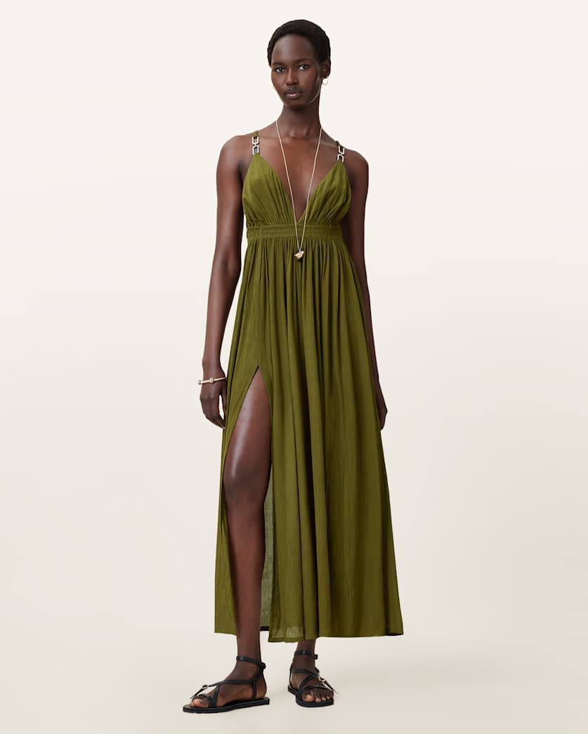 Rosa Hex Maxi Dress FIR GREEN | ALLSAINTS